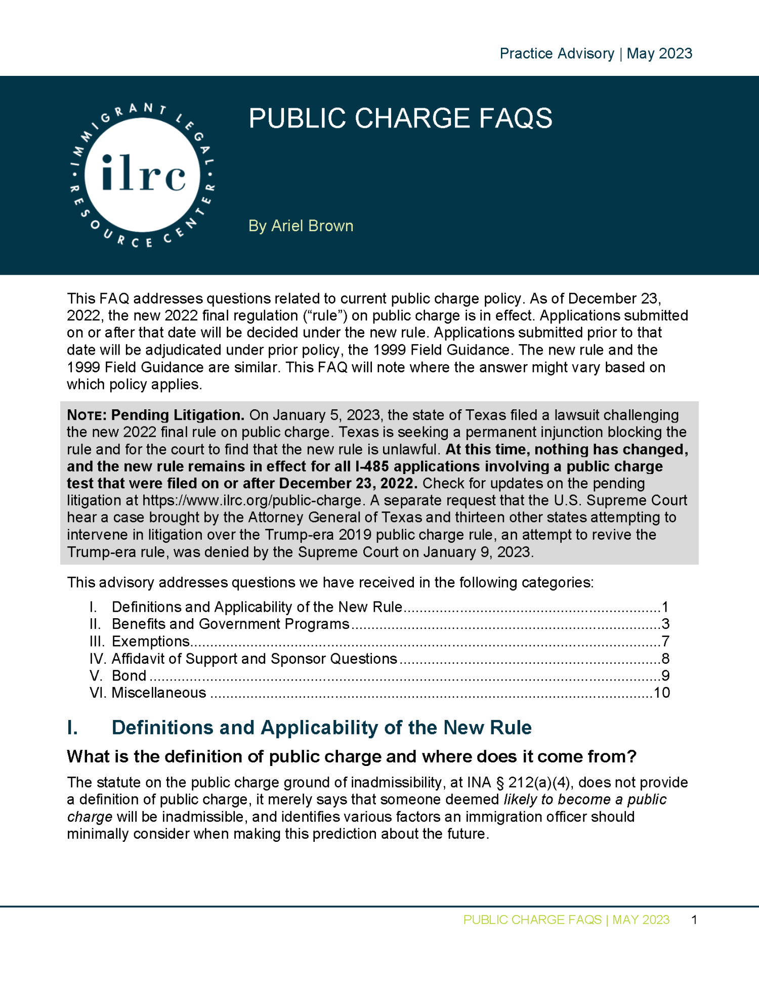 Public Charge FAQs | Immigrant Legal Resource Center | ILRC